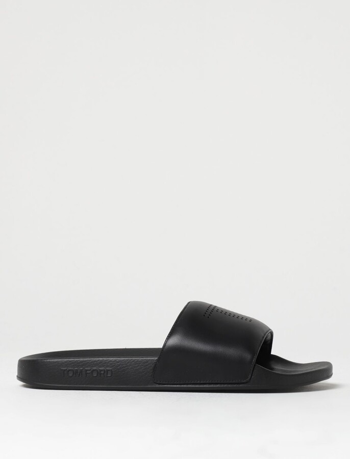 Tom Ford slides in leather and rubber - ShopStyle Flip Flop Sandals