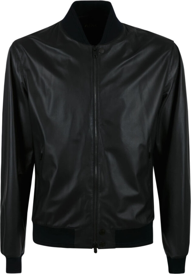 Ermenegildo Zegna Rib Trim Leather Jacket - ShopStyle
