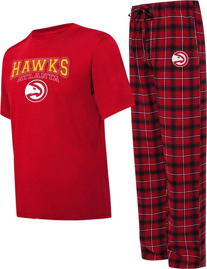 Men's College Concepts Red, Black Atlanta Hawks Arctic T-shirt and ...