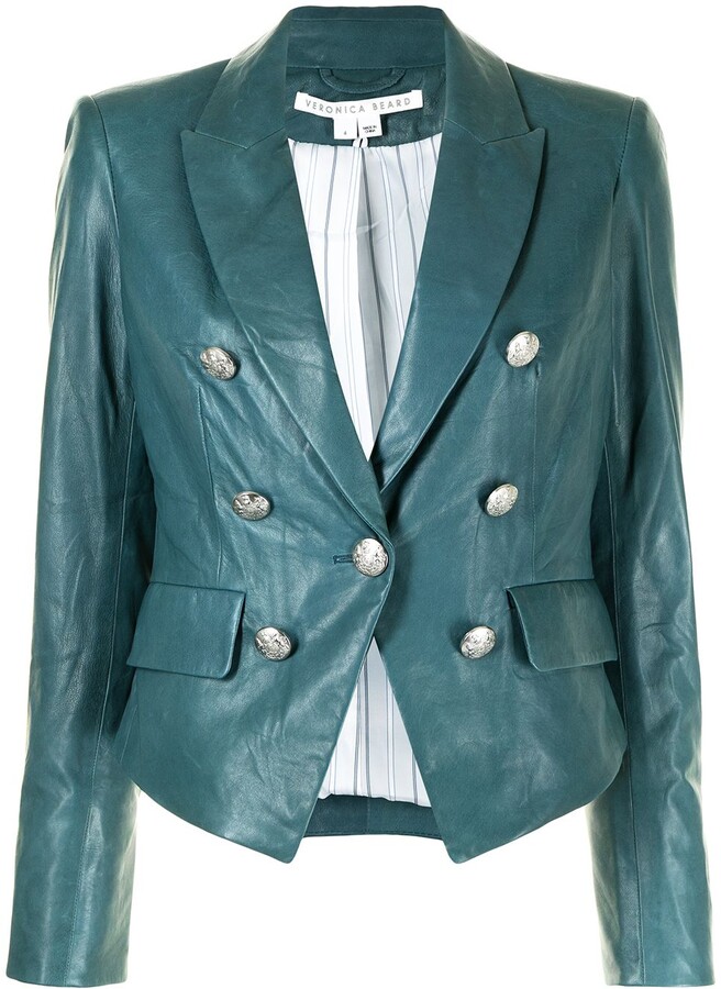 Veronica Beard Cookie leather military jacket - ShopStyle