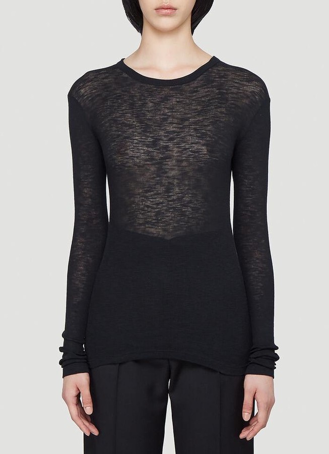 Saint Laurent Sheer Long-Sleeve Top - ShopStyle