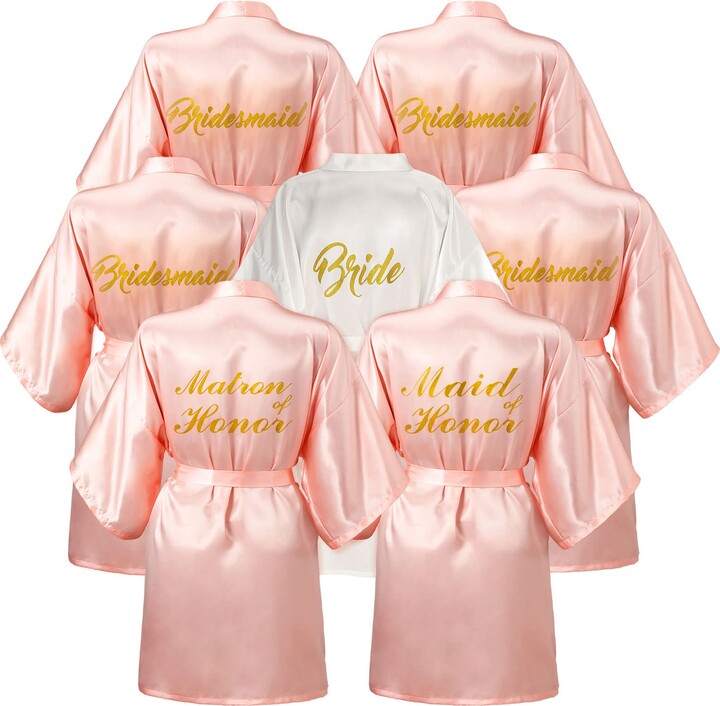 Jinei 7 Pieces Bridesmaids Robes for Wedding Bridal Robes Matron of ...
