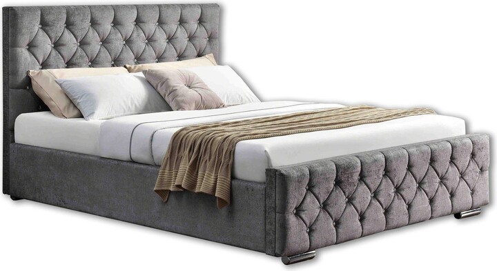 Home Detail Arya Chenille Silver King Ottoman Bed - ShopStyle