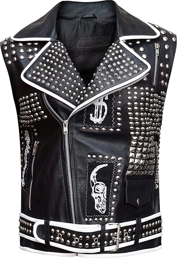 LP-FACON Rocker Vest - Punk Jacket- Cosplay Leather Jacket Men ...