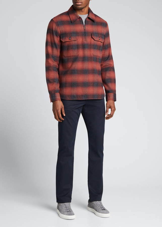 Vince Men's Plaid Quarter-Zip Overshirt - ShopStyle