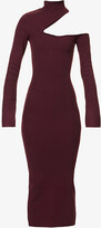 Pretty Lavish Womens Wine Lilian Cut-out High-neck Knitted axi Dress ...