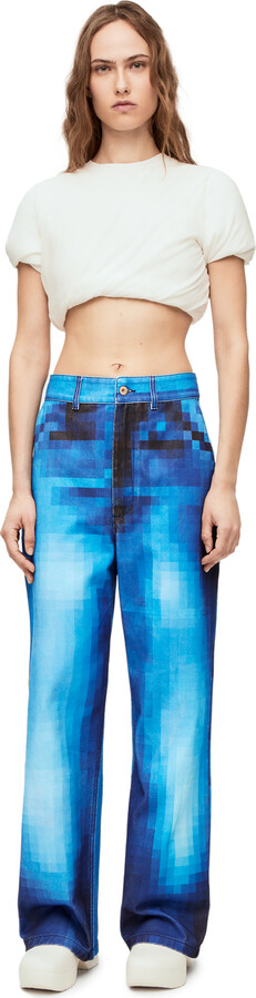 Loewe Luxury Pixelated baggy jeans in denim - ShopStyle