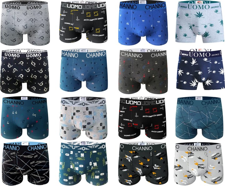 Channo Pack of 12 Boxers Classic Tight Cotton Boxers in Solid Colours ...