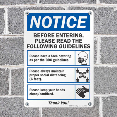 SmartSign Notice Entering Guidelines Face Covering Social Distancing ...