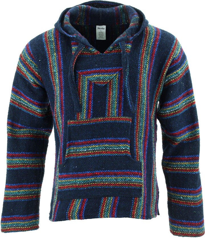 Siesta Mexican Baja Jerga Hoody - Deep Blue Stripe (X-Large ...