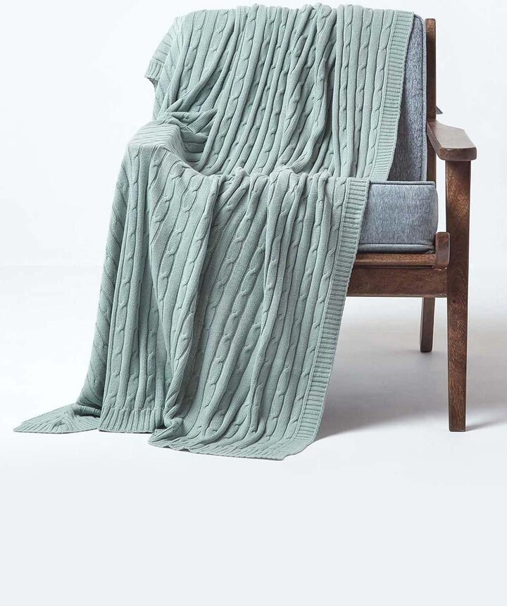 Homescapes Cotton Cable Knit Throw - ShopStyle