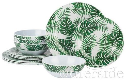 WATERSIDE 12-Piece Green Leaves Melamine Dinner Set - ShopStyle