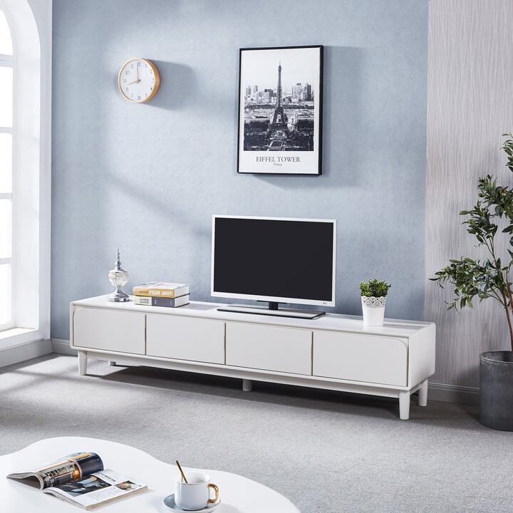 IGEMAN White Modern TV Stand, Media Console Television Table with 4 ...