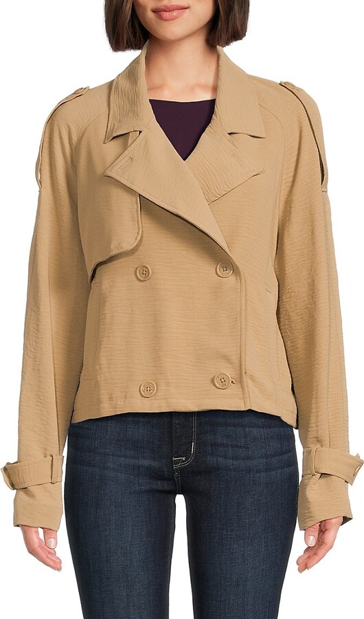 Laundry by Shelli Segal Notch Lapel Epaulet Coat - ShopStyle