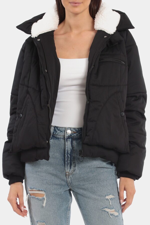 AVEC LES FILLES Oversized Hooded Utility Cropped Puffer Jacket - ShopStyle