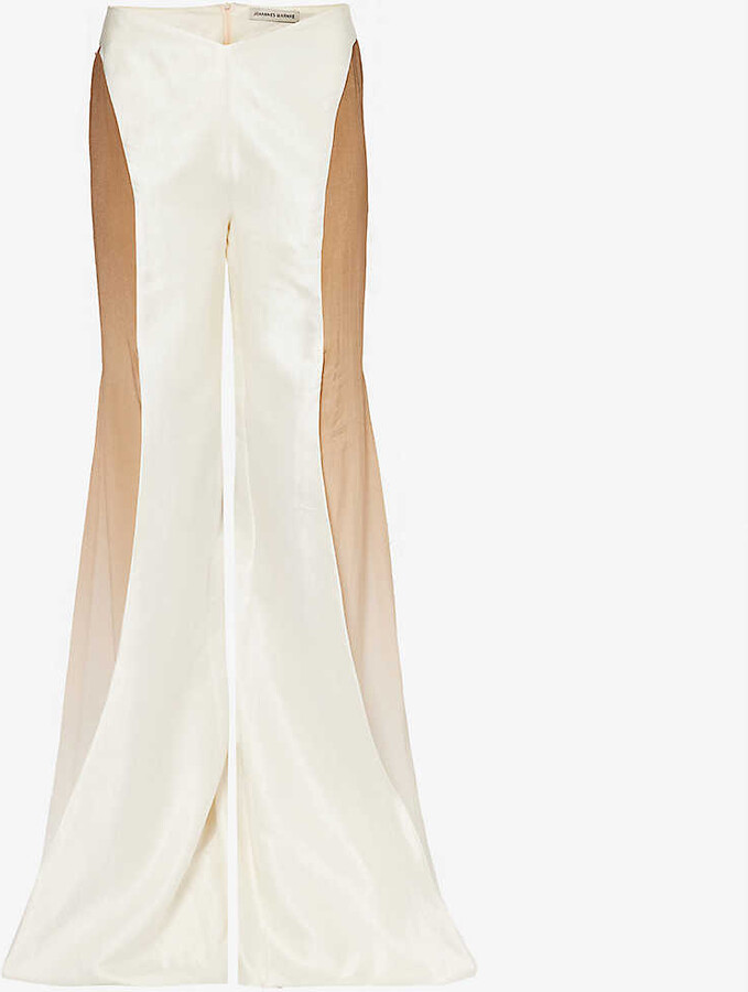 Johannes Warnke Womens Cream Infinity ide-slit Wide-leg Woven Trousers - ShopStyle
