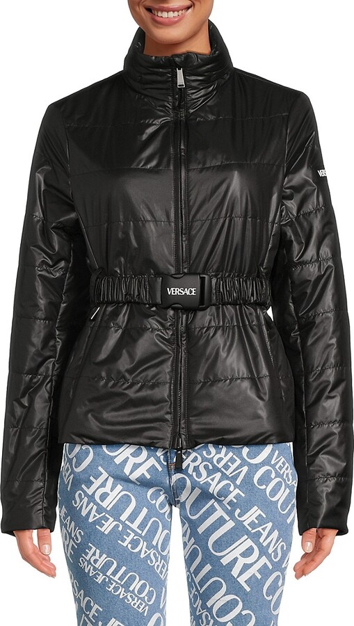 Versace Logo Belted Puffer Jacket - ShopStyle