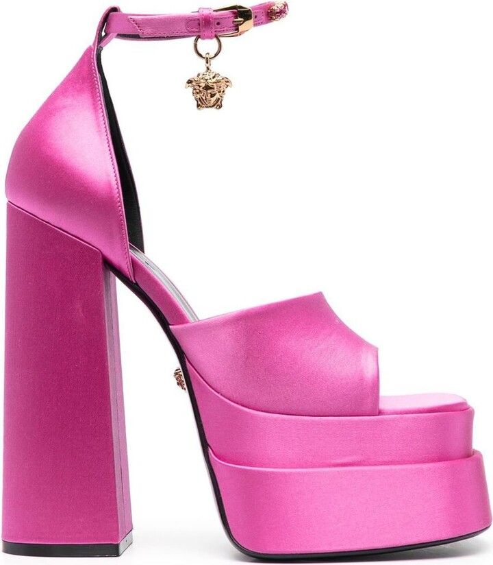 Versace Satin platform sandals - ShopStyle