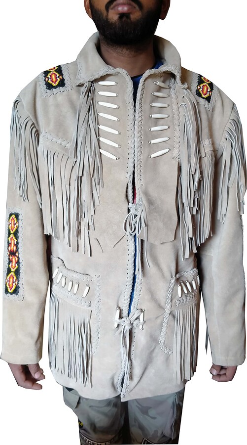 Generic Western Real Leather Jacket Coat with Fringe Native American ...