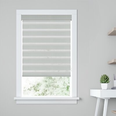Levolor Custom Cordloop Banded Roller Shades, Brilliance in Gray ...