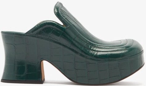Bottega Veneta Wedge Crocodile-effect Leather Clog Mules - ShopStyle