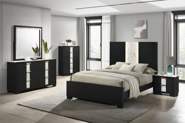 UrbanNest Eirena 6 Piece Black LED Panel Bedroom Set - ShopStyle