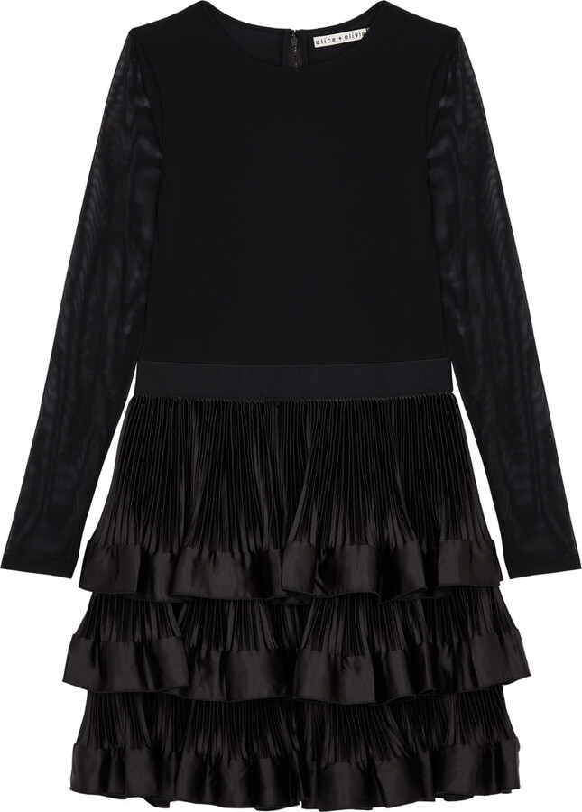 Alice + Olivia Chara Mesh and Ruffled Satin Mini Dress - ShopStyle