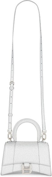 Balenciaga XS Hourglass Top Handle Bag in Metallic Silver - ShopStyle
