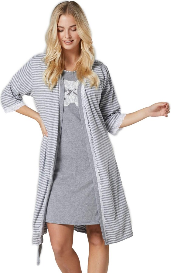 HAPPY MAMA Women's Maternity Hospital Gown Robe Nightie Set Labour ...