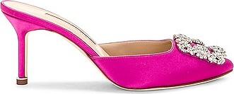 Manolo Blahnik Hangisimu 70 Satin Mule in Fuchsia - ShopStyle
