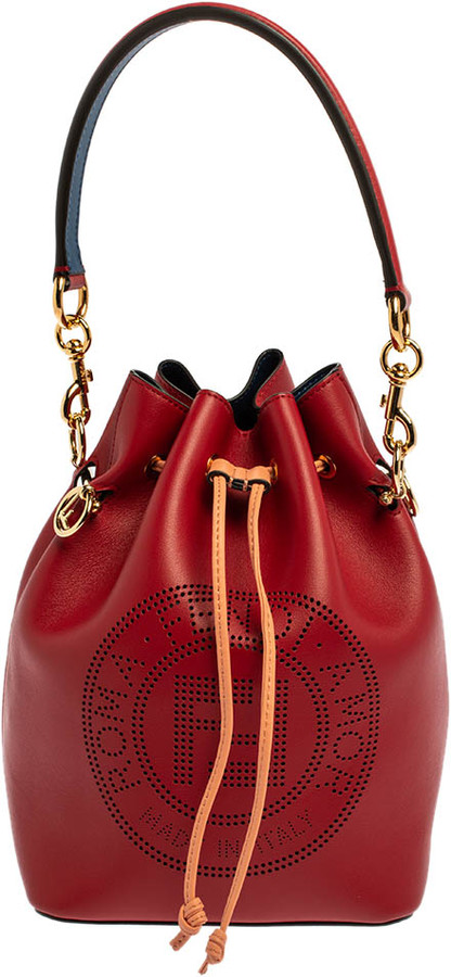 Fendi Red Perforated Leather Mini Mon Tresor Bucket Bag - ShopStyle
