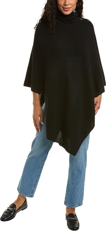 InCashmere Turtleneck Asymmetrical Cape Cashmere Sweater - ShopStyle