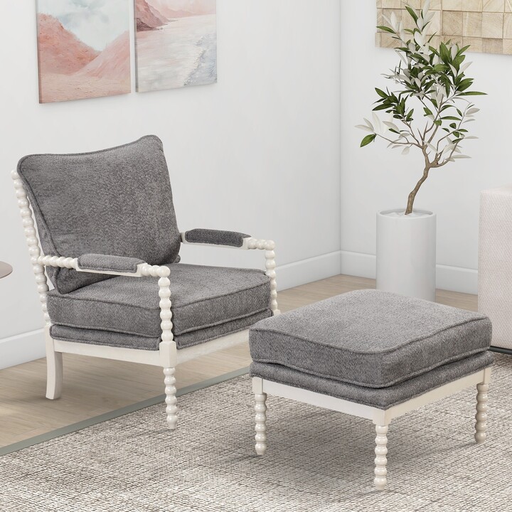 The Spindle Chair Velvet Accent Chair with Ottoman - ShopStyle ...