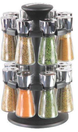 Cole & Mason Hudson 16-Jar Filled Herb and Spice Carousel/Rack Plastic ...