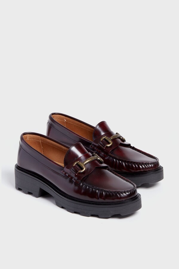 Penelope Chilvers Bordeaux Idler Horsebit Tread Loafers - ShopStyle