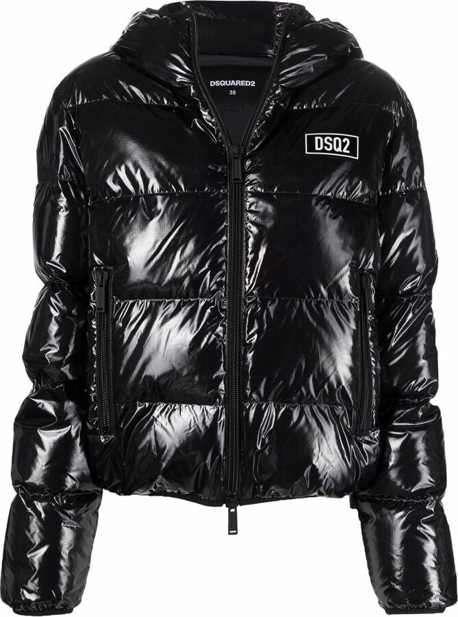 DSQUARED2 Logo patch feather down jacket - ShopStyle