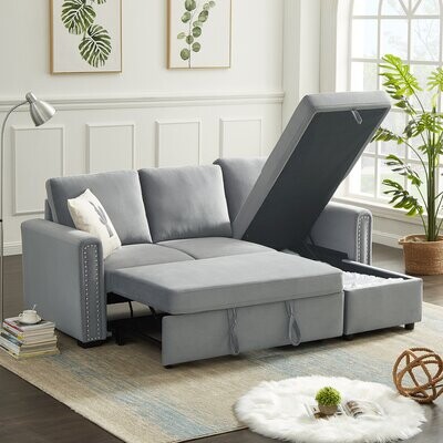 Wade Logan Lower Claverham 83" Convertible Sectional Sofa Couch, 3 ...
