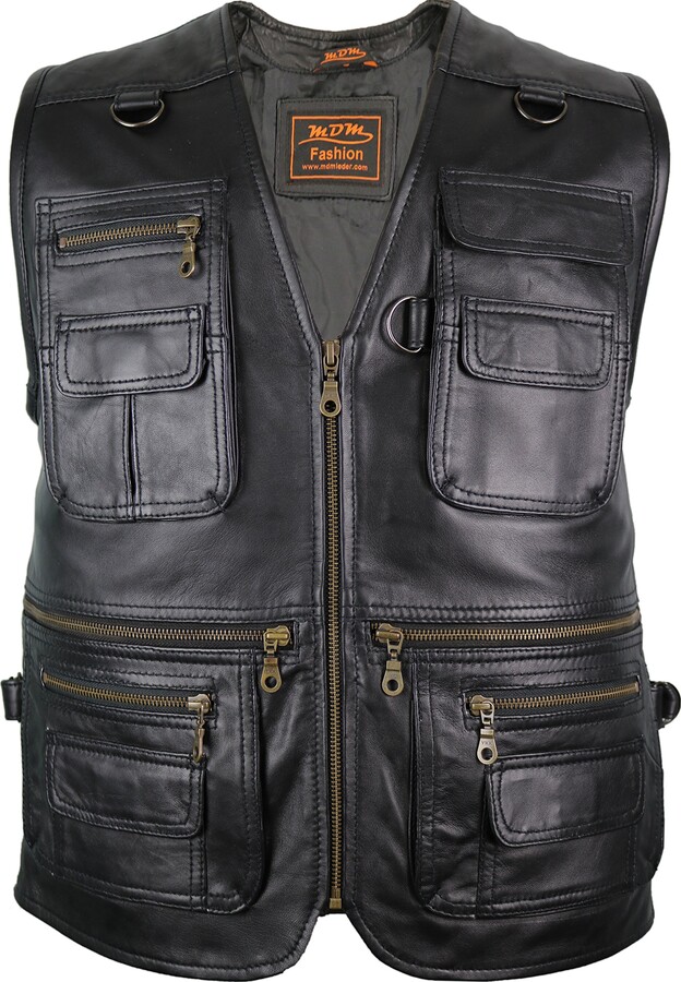 MDM Men's Leather Vest for Leisure - ShopStyle Outerwear