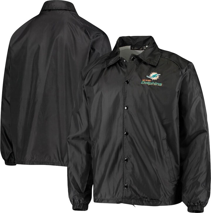 Dunbrooke Men's Black Miami Dolphins Coaches Classic Raglan Full-Snap ...