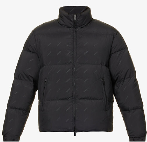 Represent Mens Black Nylon Boxy-fit ogo-print Shell-down Puffer Jacket ...