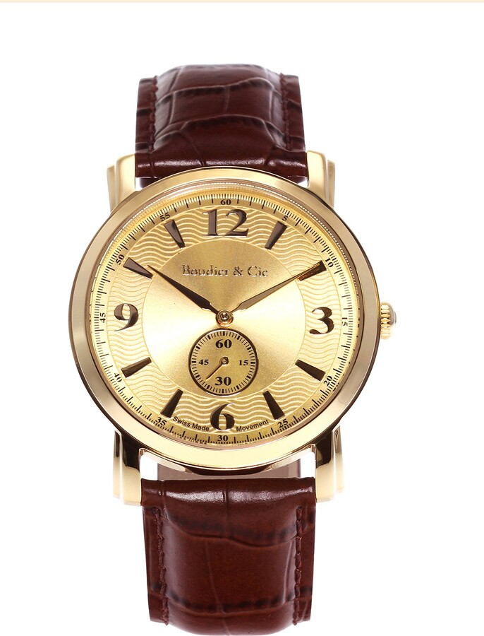 Boudier & Cie Men's Quartz Watch Swiss Made Movement with Golden Dial ...