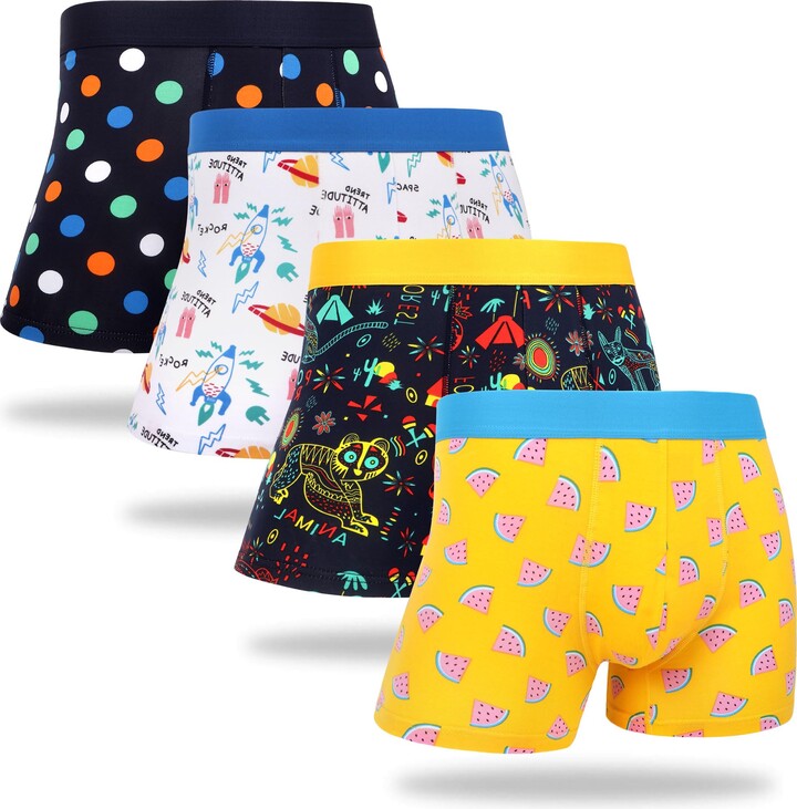 WeciBor Men's Colorful Boxer Shorts Funny Pattern Hipster Cotton ...