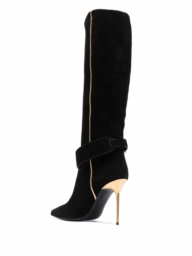 Balmain Robin knee-high suede boots - ShopStyle