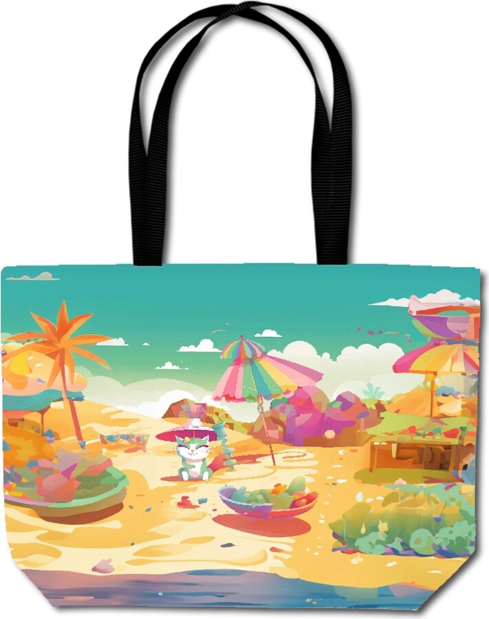 Warren Reed - Designer Kitten On A Beach Holiday Beach Shopper Tote Bag ...
