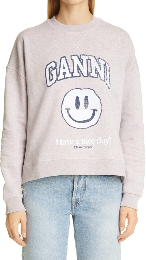 Ganni Isoli Smiley Face Logo Sweatshirt - ShopStyle