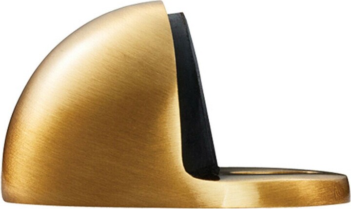 Loops Floor mounted Oval Doorstop 44 x 22mm Satin Brass Half Moon ...