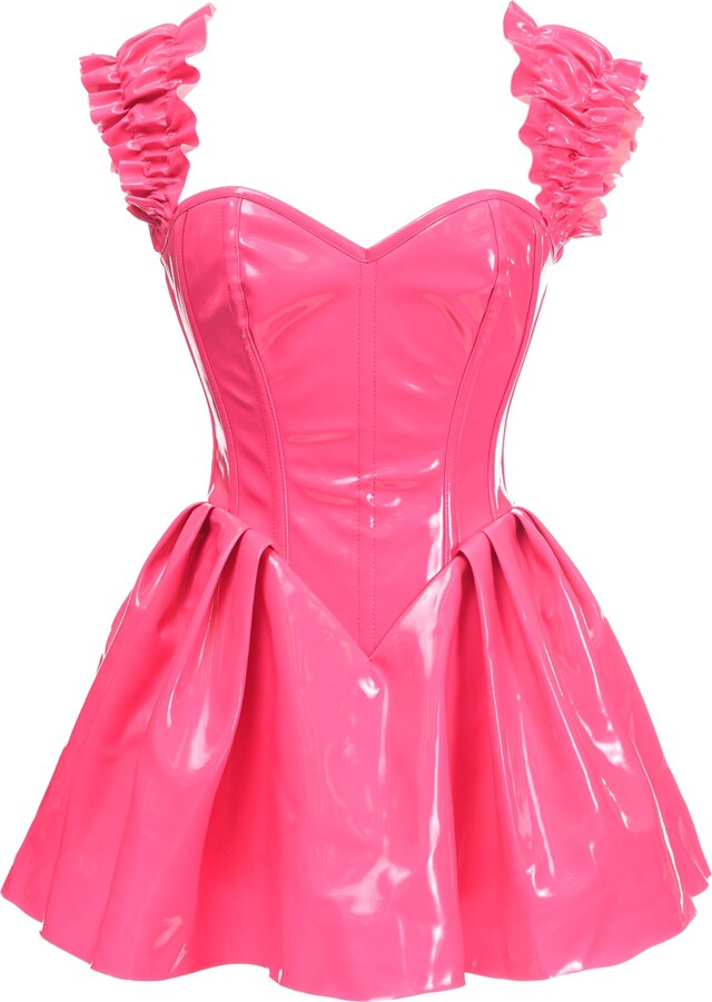 Daisy Corsets Women's Pink Top Drawer Steel Boned Hot Patent PVC Vinyl ...