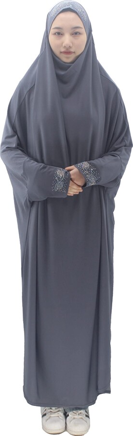 Cogongrass Women's One-Piece Prayer Dress Muslim Abaya Dress Islamic ...