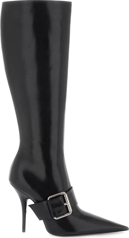 Balenciaga shiny leather boots with maxi buckle - ShopStyle