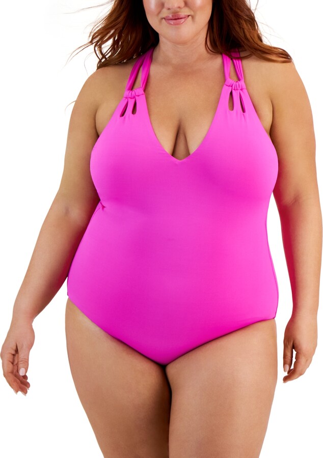 Becca Etc Plus Size Color Code Double Strap One Piece Swimsuit Shopstyle
